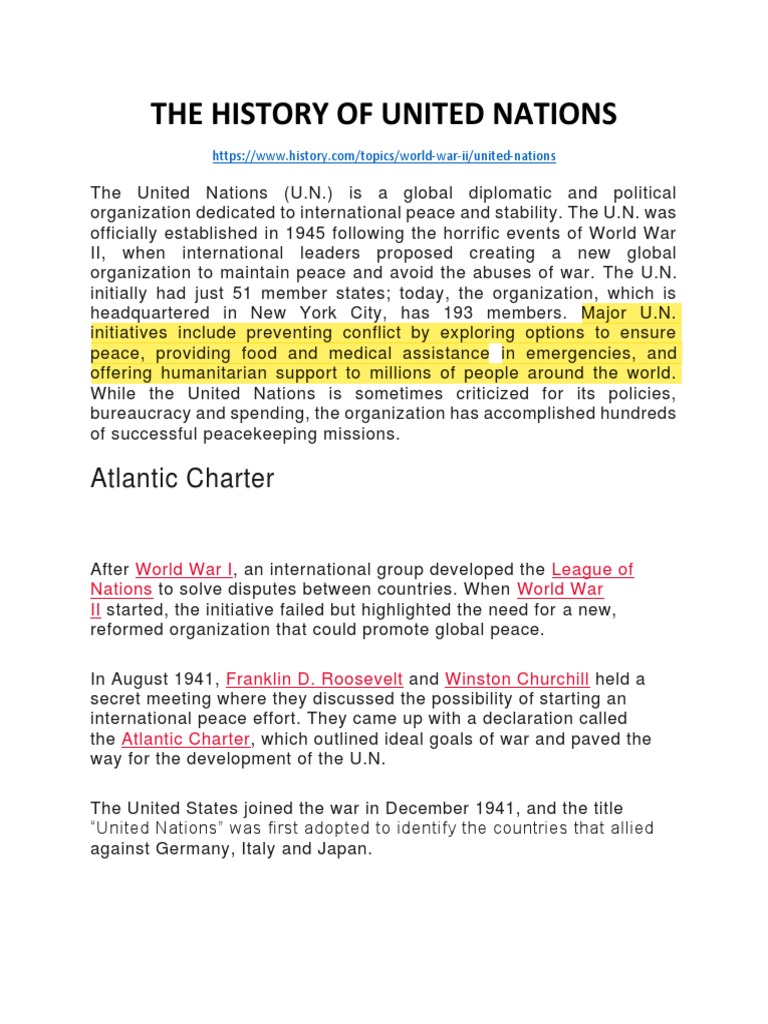 The History of UN | PDF | World Politics | United Nations