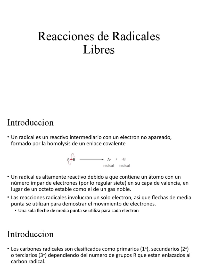 Reacciones De Radicales Libres Pdf Polímeros Radical Química
