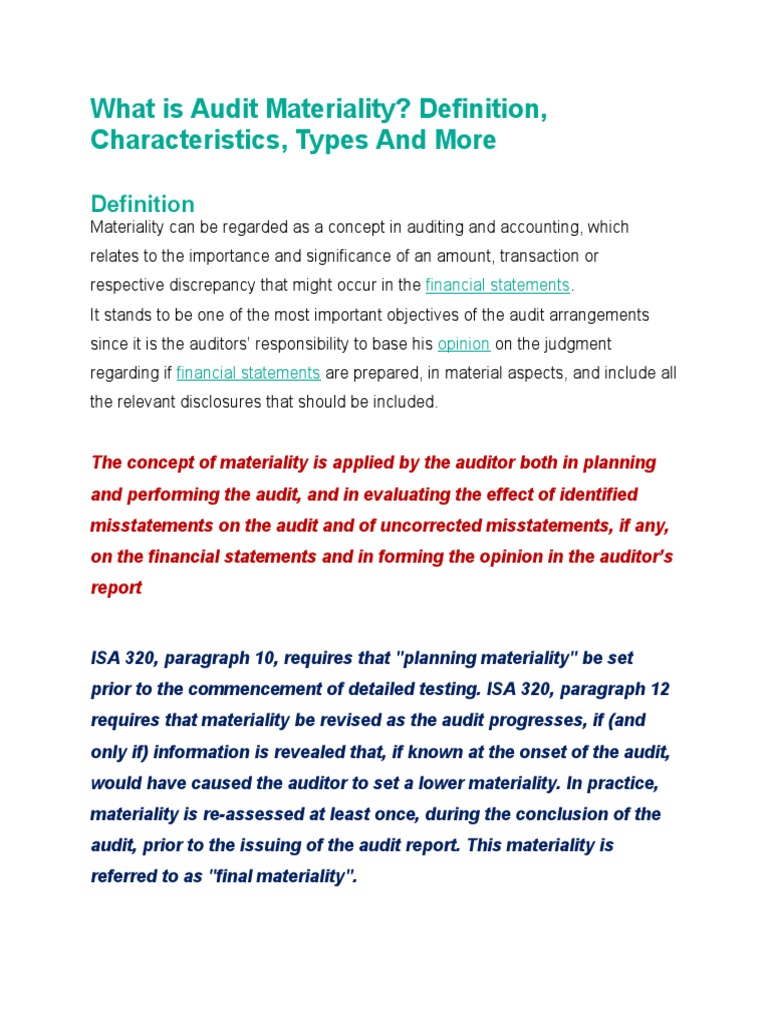Understanding Audit Materiality Concepts | PDF | Financial Audit ...