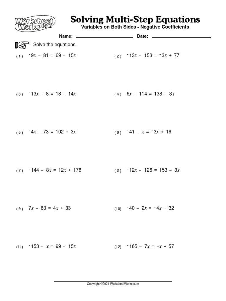 Solving Multi-Step Equations: X X X X | PDF | Mathematical Objects ...