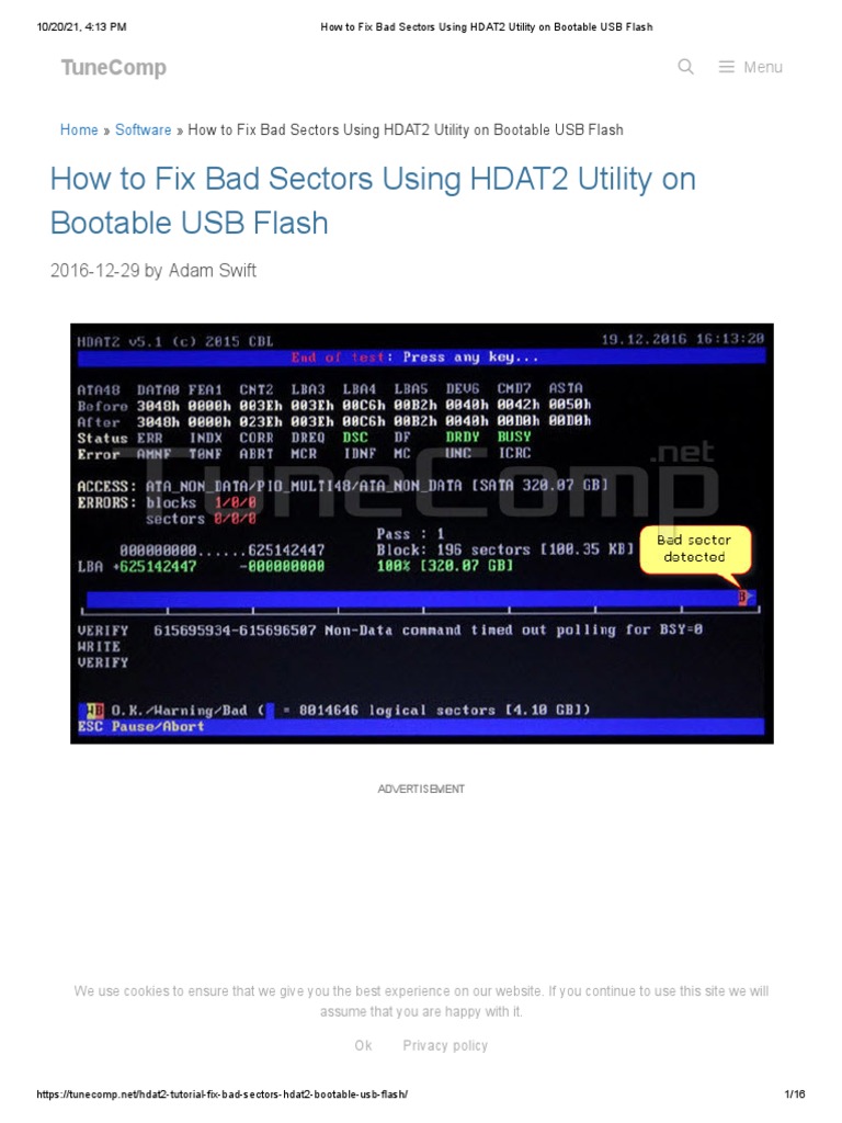 How To Fix Bad Sectors in A Hard Drive Using HDAT2 Utility Program On Bootable USB Flash | PDF ...