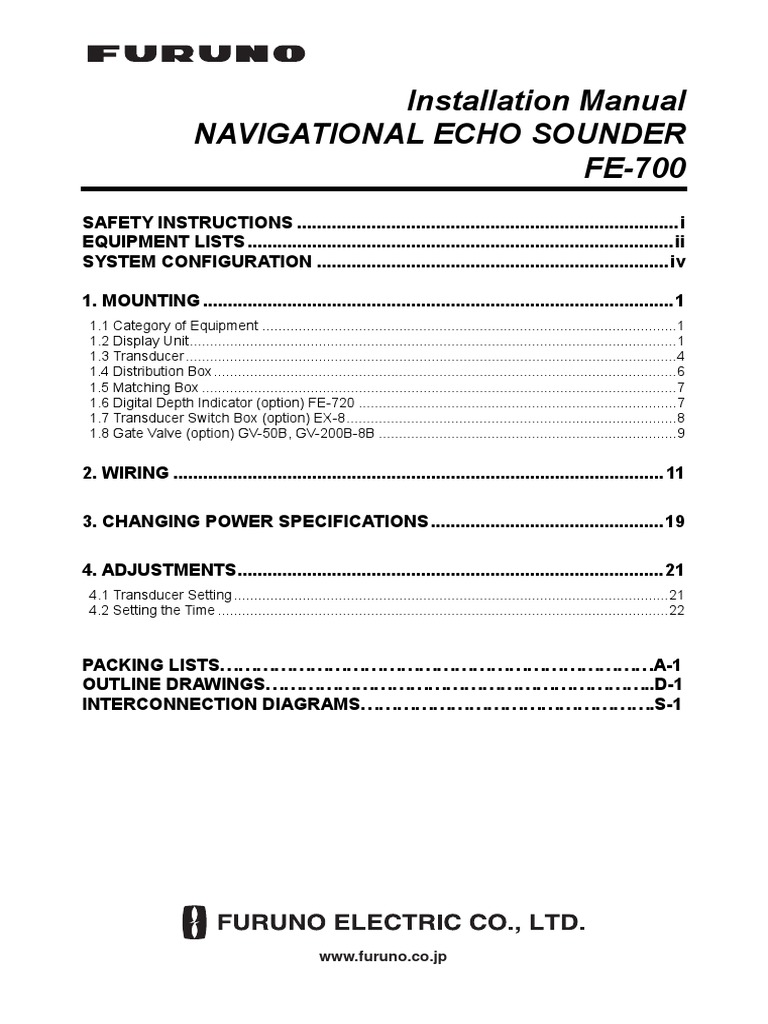 FE700 Installation Manual Echo Sounder | PDF | Screw | Washer (Hardware)