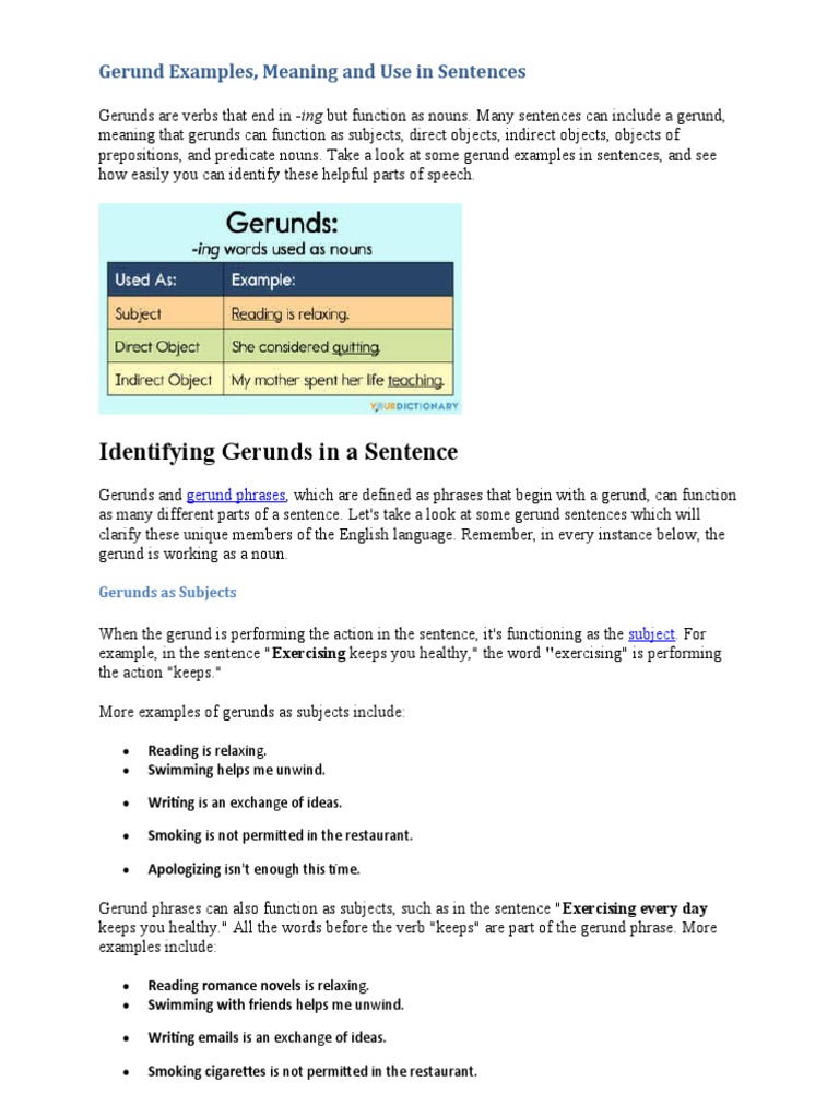 Understanding Gerunds: A Comprehensive Guide to Identifying and Using ...