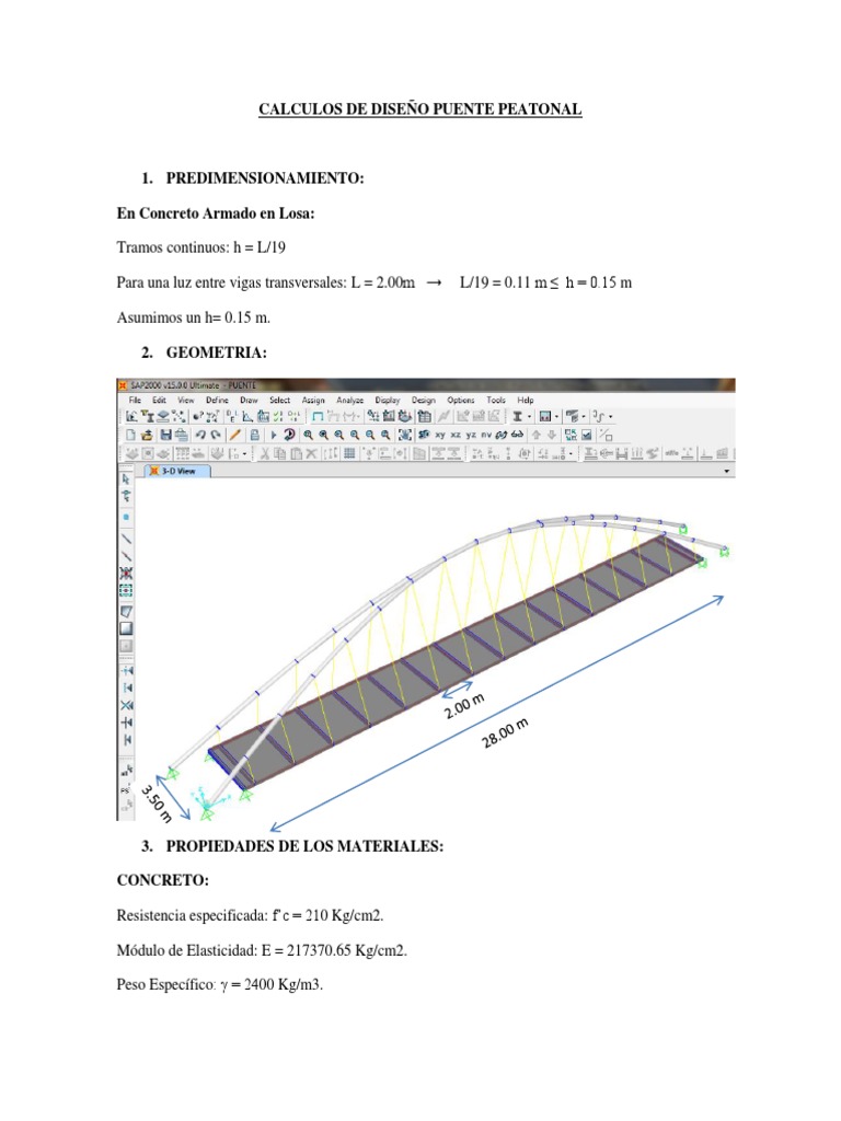 Calculos de Diseño Puente Peatonal | PDF | Ingeniería | Sectores Economicos