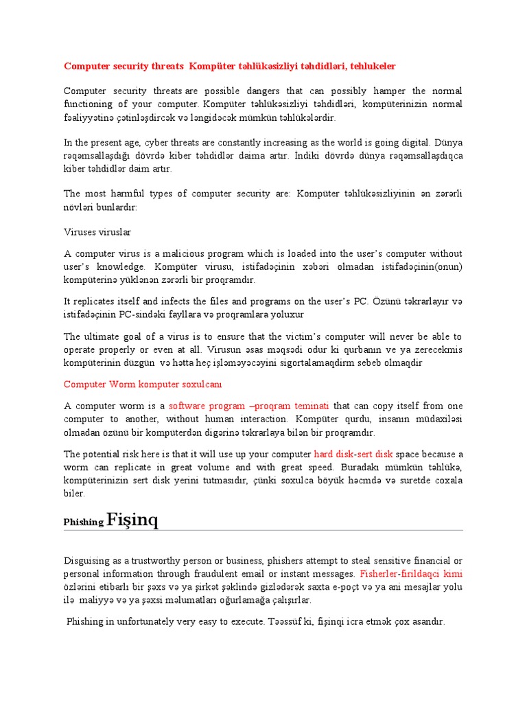 Computer Security Threats | PDF