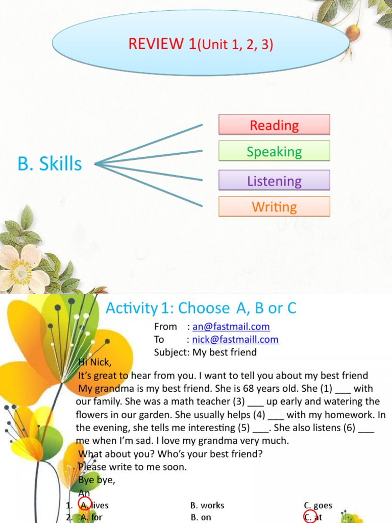 Review 1 123 Lesson 2 Skills | PDF | Language Arts & Discipline