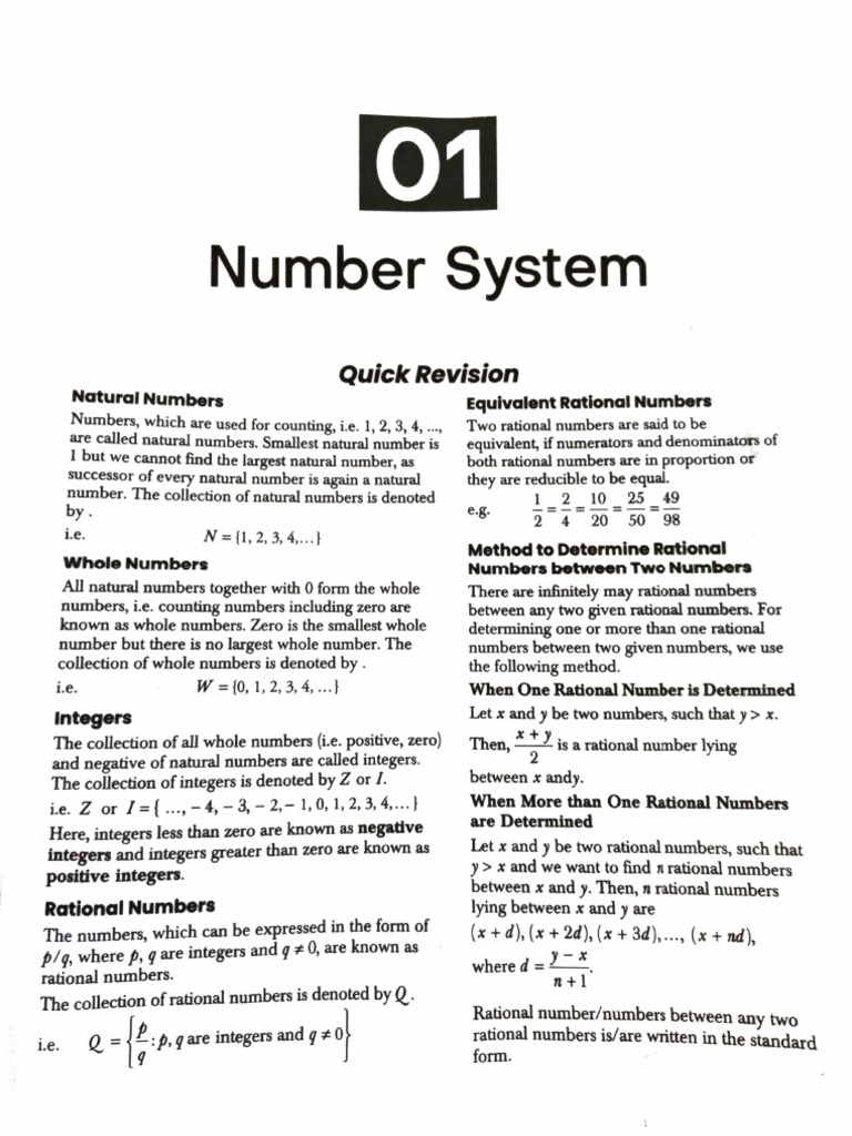 Class 9 Ch-1 Number System Quick Revision | PDF | Numbers | Rational Number