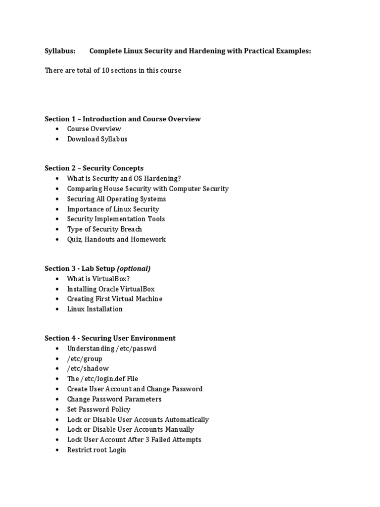 Syllabus: Complete Linux Security and Hardening With Practical Examples ...