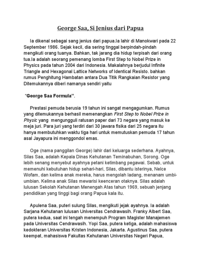 Biografi Septinus George Saa | PDF