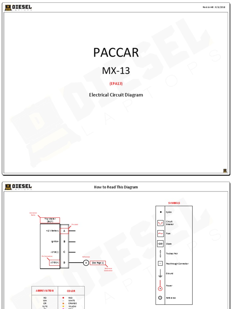 Paccar: Electrical Circuit Diagram | PDF | Fuel Injection | Turbocharger