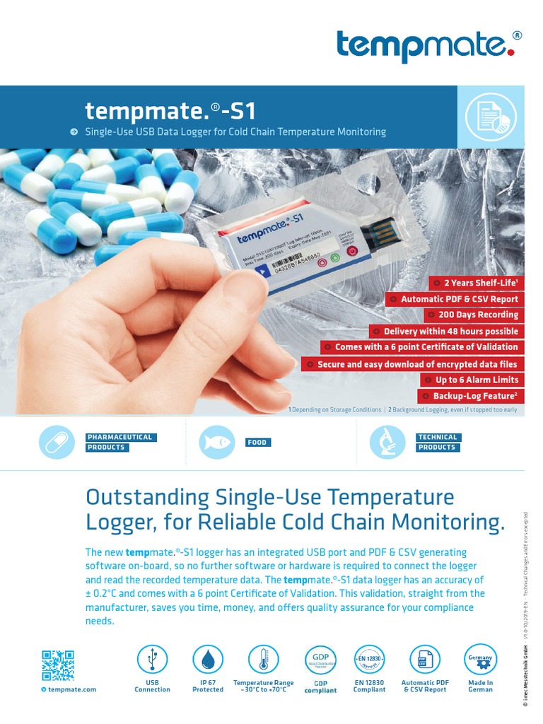 Tempmate S1 - Single Use Data Logger | PDF | Usb | Computer Engineering