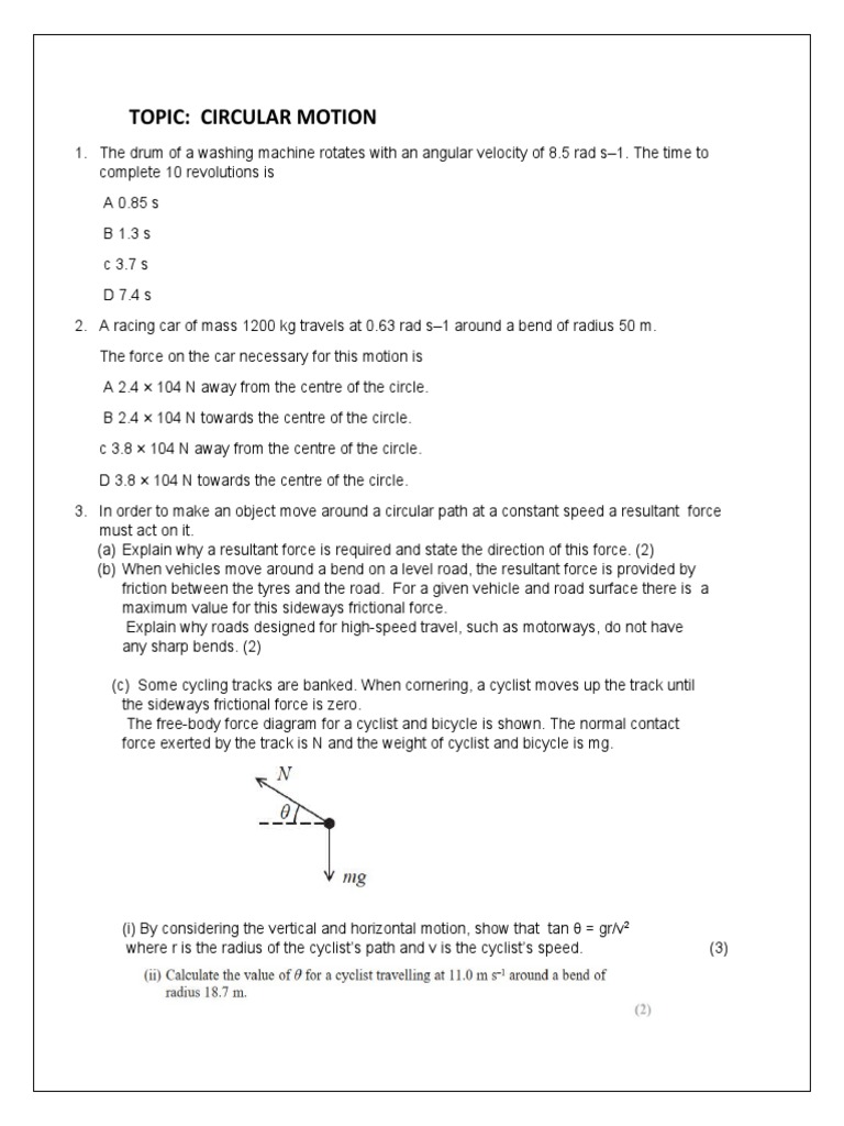 Topic: Circular Motion | PDF | Force | Mechanical Engineering