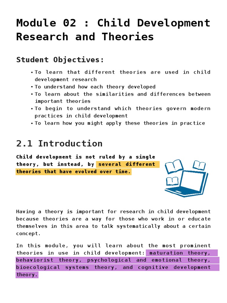 Module 02: Child Development Research and Theories: Student Objectives ...