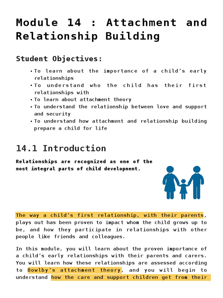 Module 14: Attachment and Relationship Building: Student Objectives ...