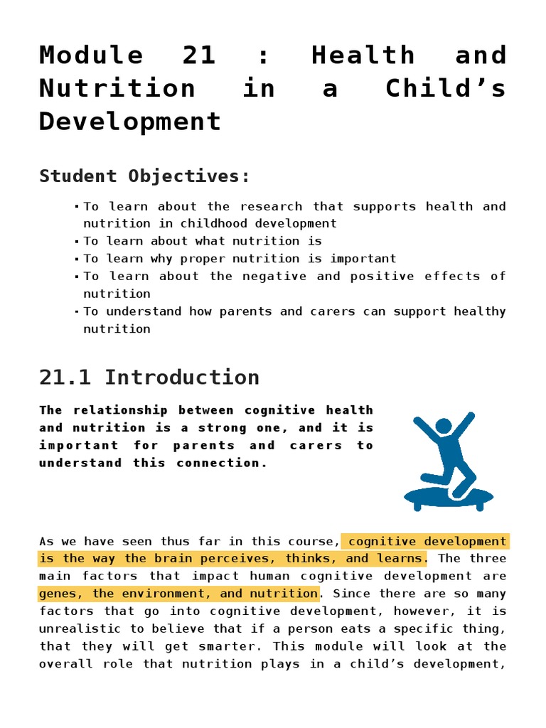 Module 21: Health and Nutrition in A Child's Development | PDF ...