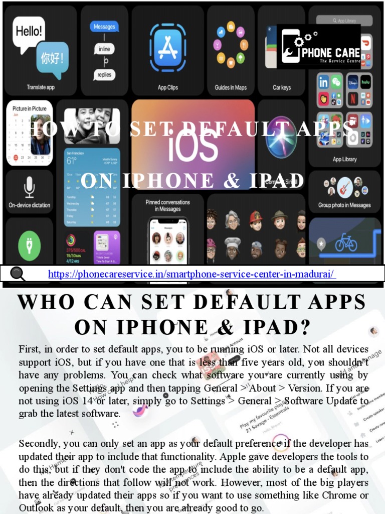 How To Set Default Apps On Iphone & IPad - Phonecareservice | PDF | Ios ...