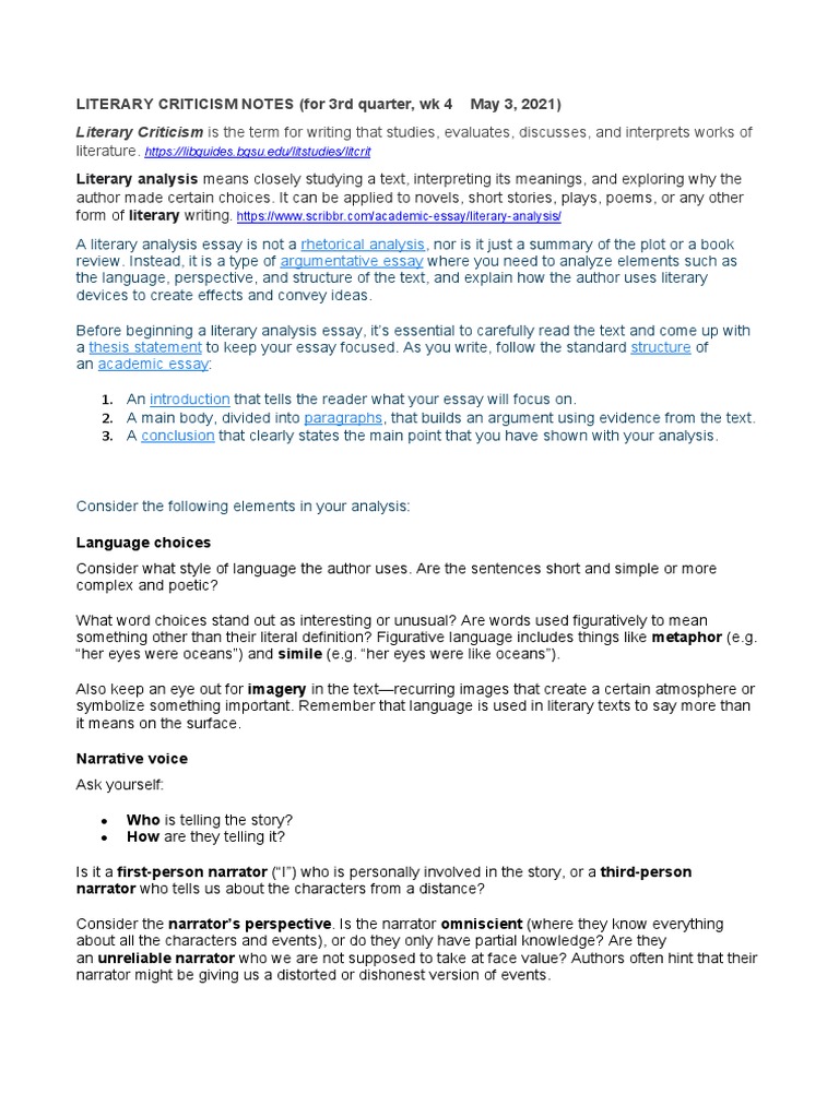 Analyzing Literary Texts and Essays | PDF | Narration | Essays