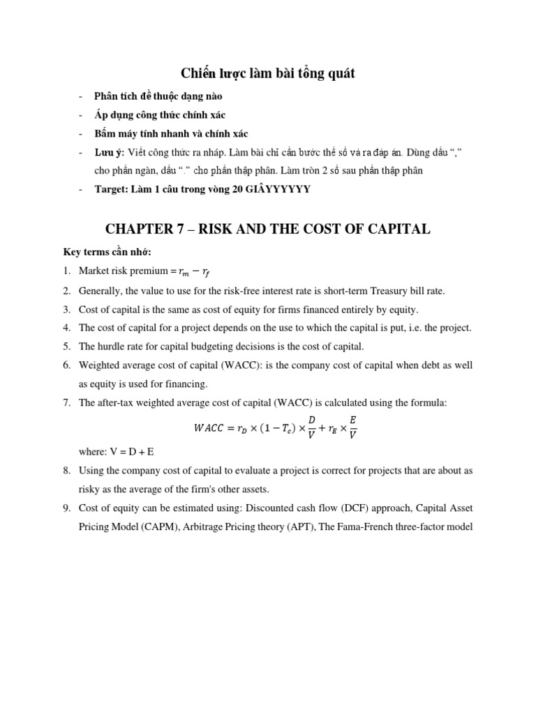 Chapter 7 Risk and The Cost of Capital Review | PDF | Cost Of Capital ...