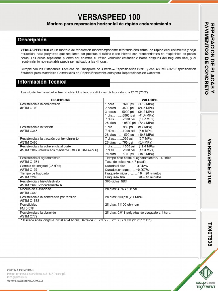 Versaspeed 100 | PDF | Hormigón | Agua