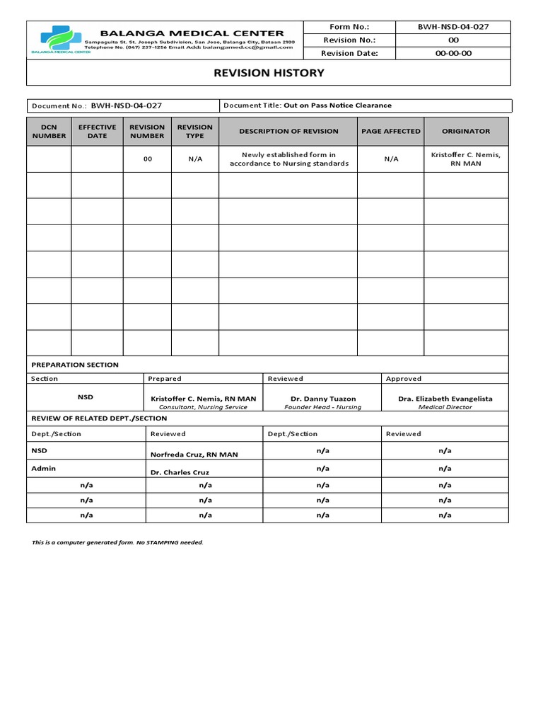 27 Out On Pass Notice Clearance | PDF | Health Care | Health Sciences
