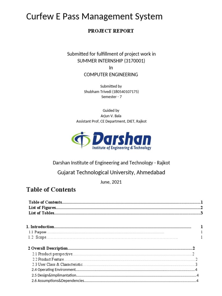 Automating Curfew Passes: An Analysis of a Curfew E-Pass Management System Project Report | PDF ...