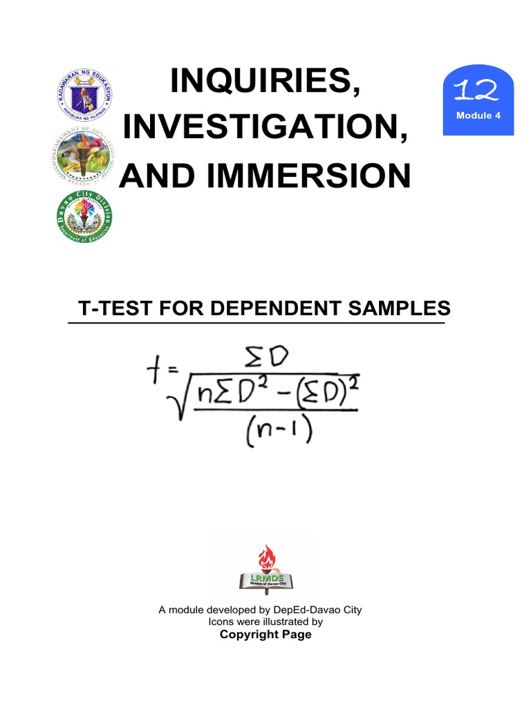 Module 4. T Test For Dependetn Samples | PDF | Student's T Test | Cognition