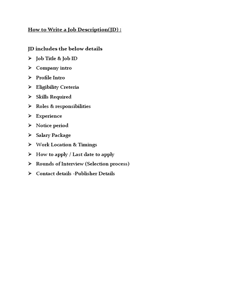 How To Write A Job Description (JD) | PDF
