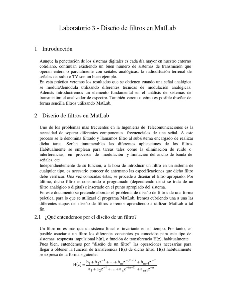 Lab N°03 - Diseño de Filtros Digitales | PDF | Filtro electronico ...