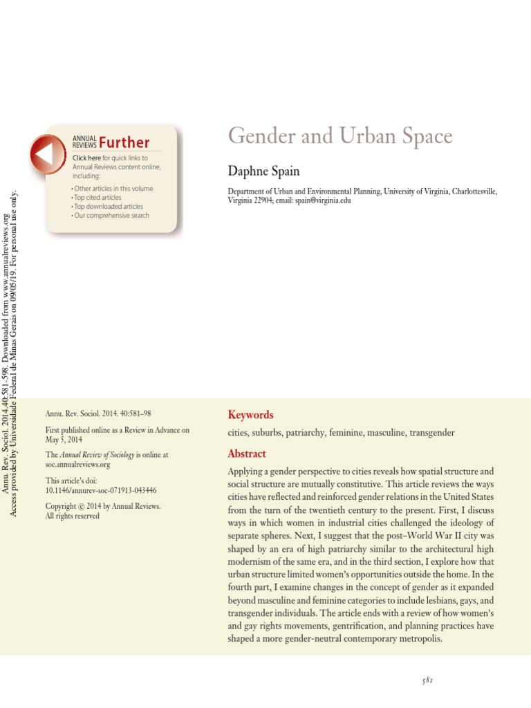 Gender and Urban Space | PDF | Gender | Gender Studies
