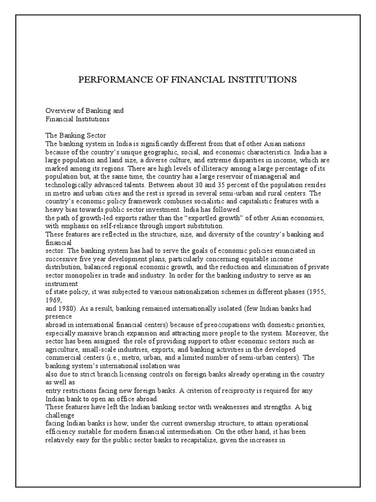 Performance of Banking Sector | PDF | Banks | Reserve Bank Of India