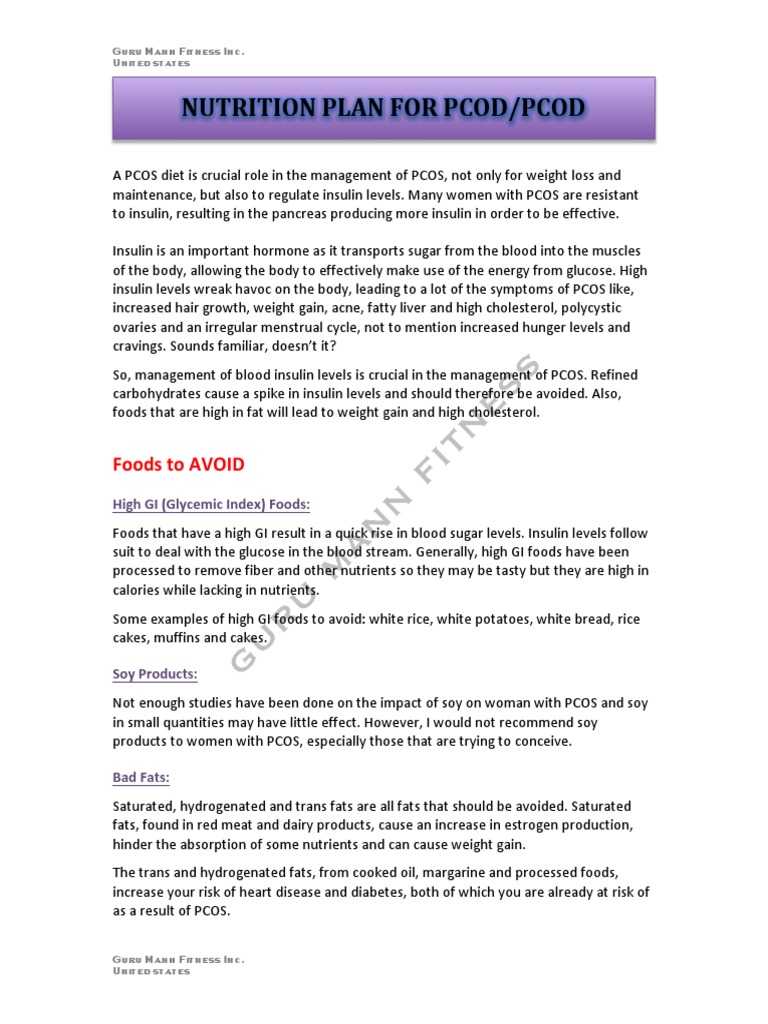 Nutrition Plan For PCOS PCOD | PDF | Polycystic Ovary Syndrome | Foods
