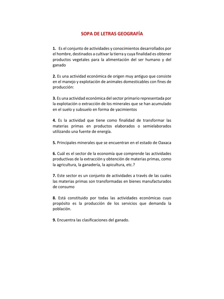 Sopa de Letras Geografia | PDF