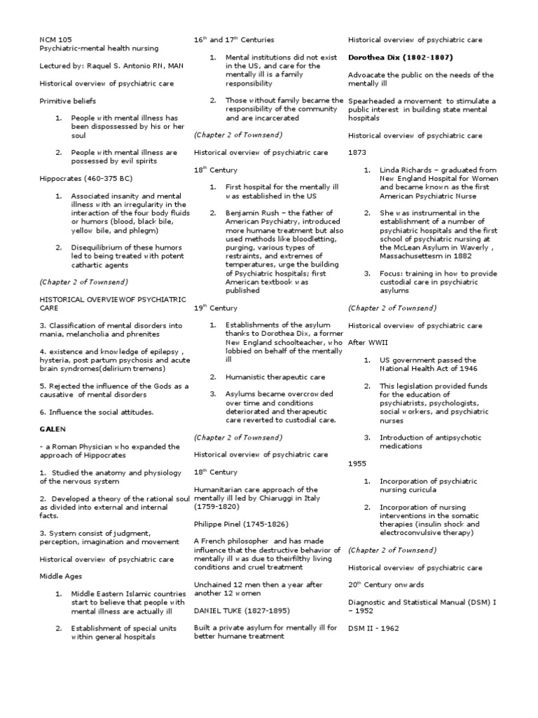 NCM 105 Psych Nursing | PDF | Diagnostic And Statistical Manual Of ...