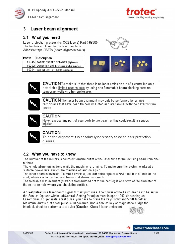 8011 Speedy 300 Alignment | PDF | Laser | Mirror