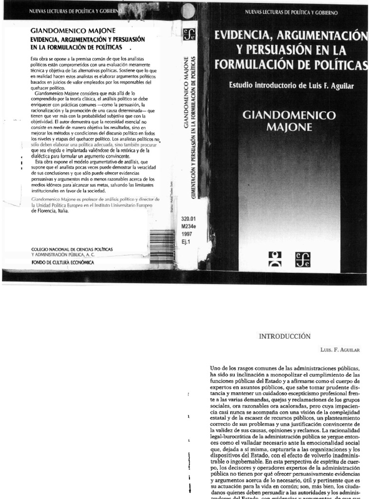 Giandomenico Majone Evidencia, Argumentación Persuasión en La Formulación de Pol Ticas | PDF ...