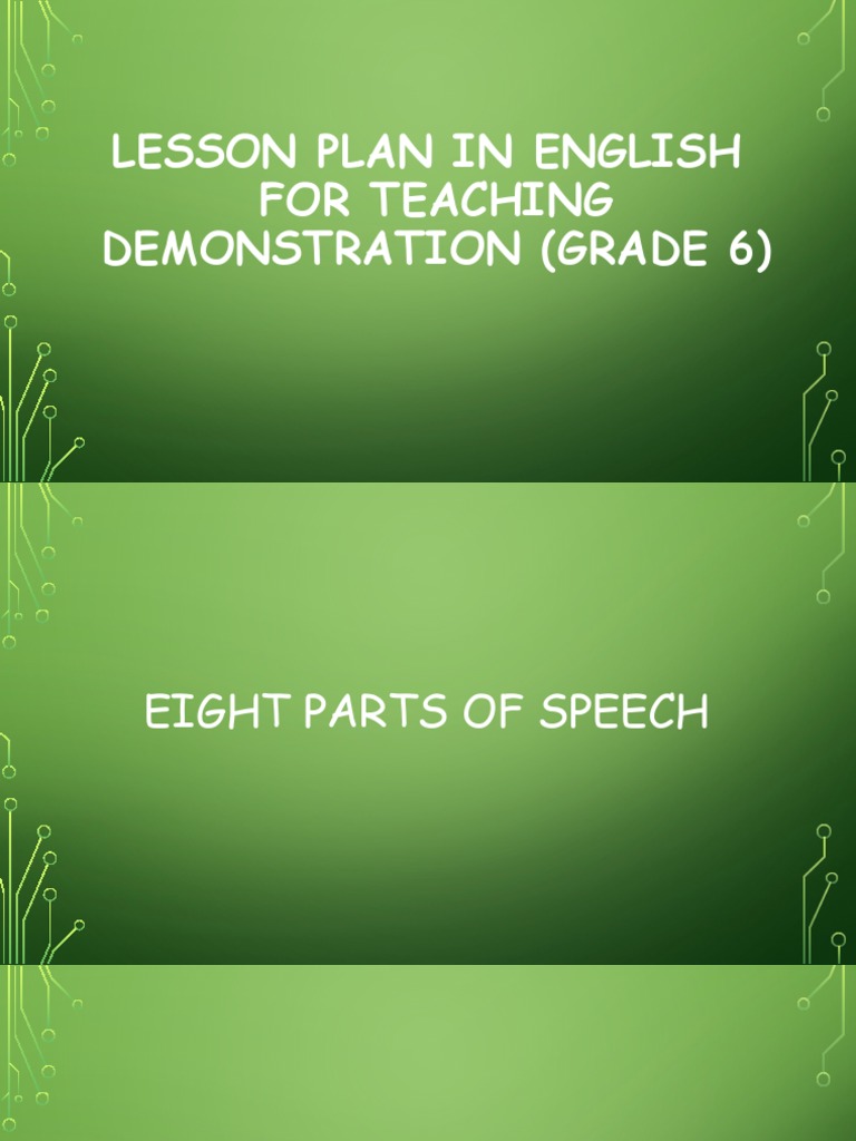 Lesson Plan in English For Teaching Demonstration (Grade 6) | PDF