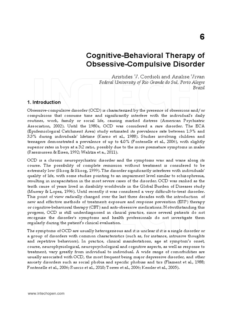 CBT Manual Ocd | PDF | Obsessive–Compulsive Disorder | Cognitive ...