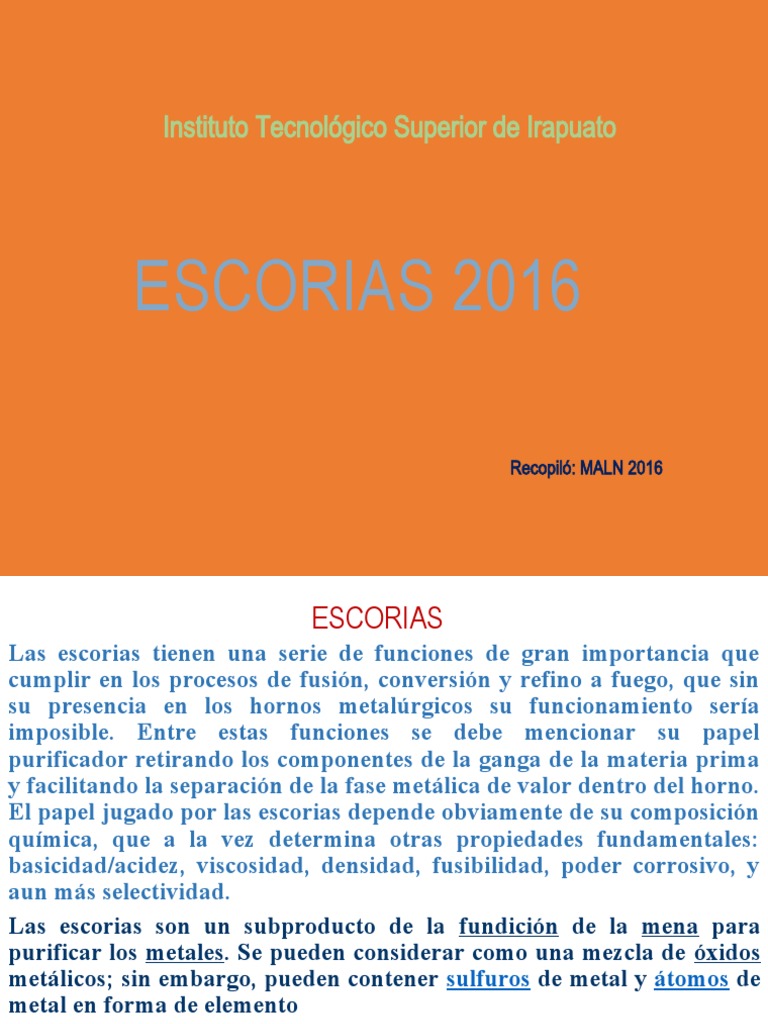Tipos de Escorias | PDF | Hierro | Fundición