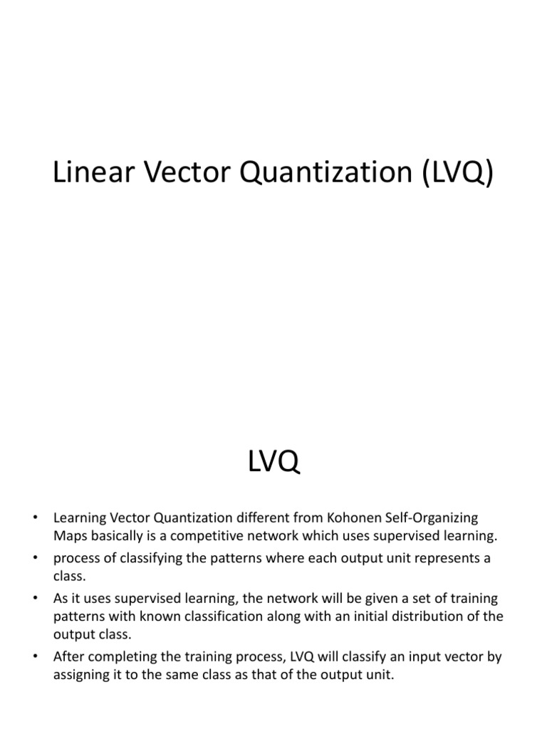 Linear Vector Quantization LVQ | PDF