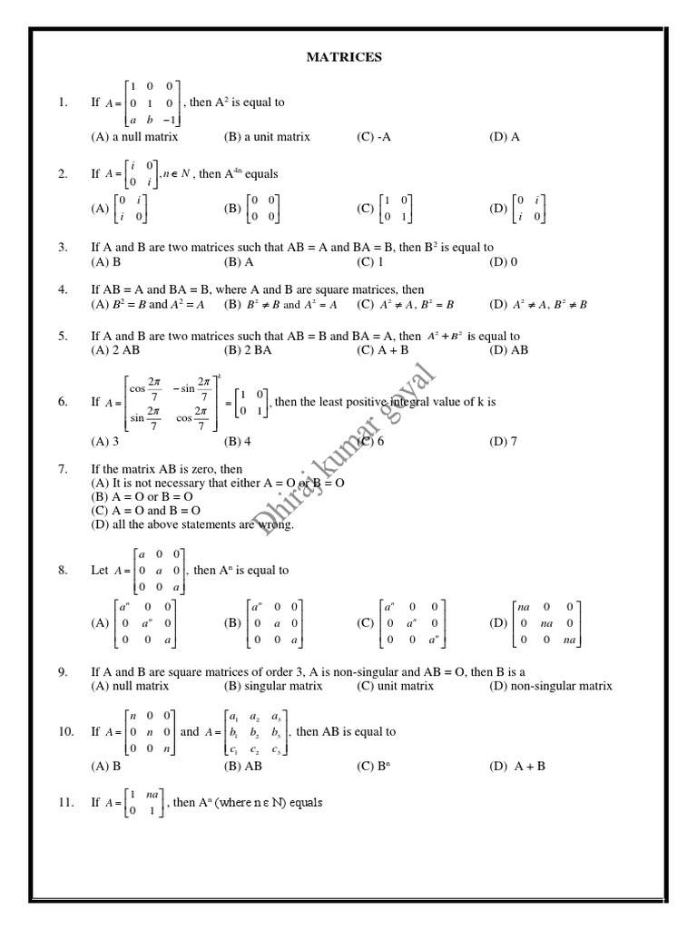 Matrices: I A N N I | Download Free PDF | Matrix (Mathematics ...