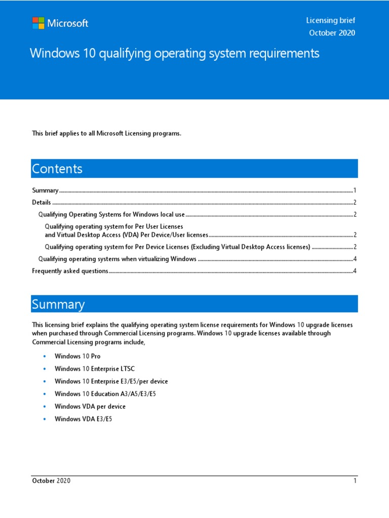 Licensing - Brief - PLT - Windows - 10 - Qualifying - Operating ...