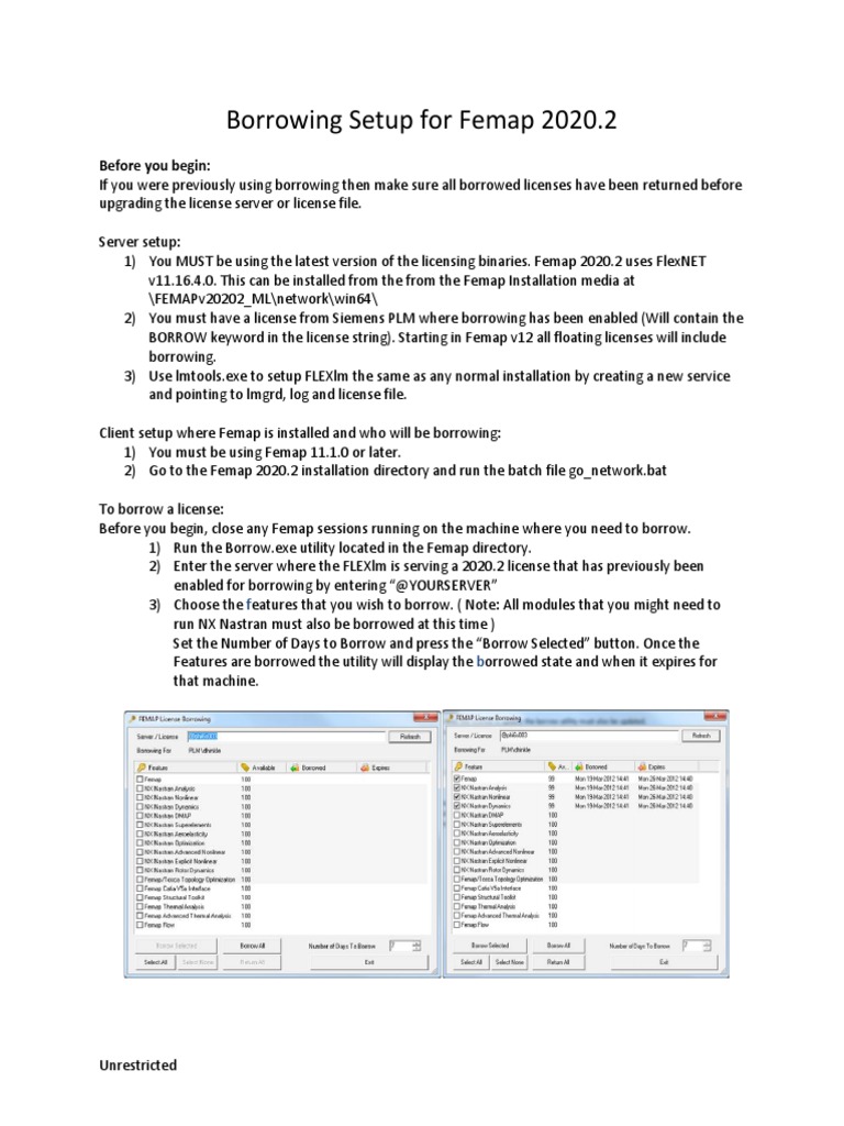Borrowing Setup For Femap 2020.2: Before You Begin | PDF | Computer Networking | Information ...