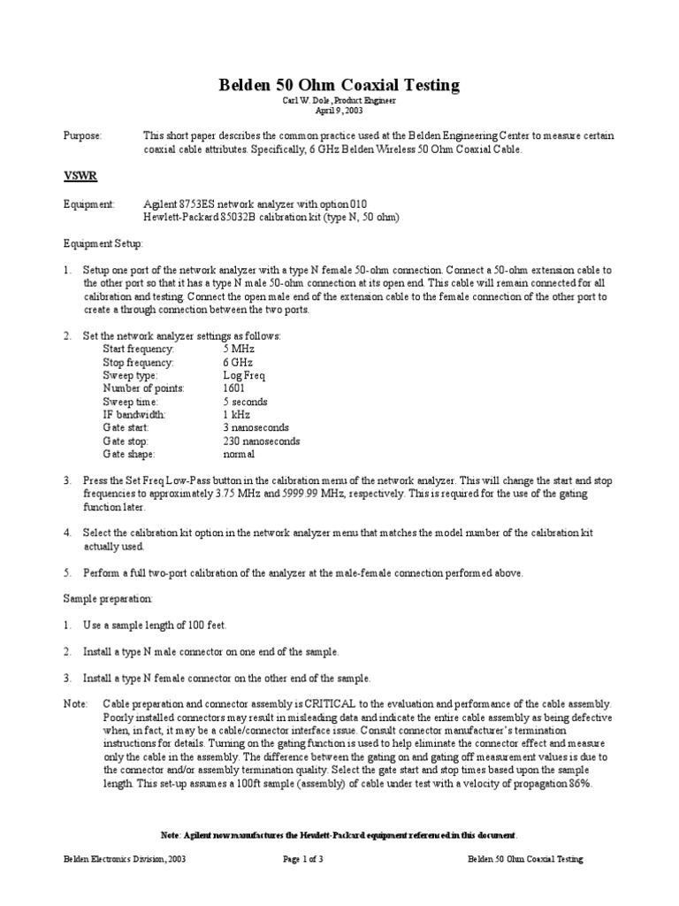 50 Ohm Coaxial Testing | PDF | Telecommunications Engineering | Electronics