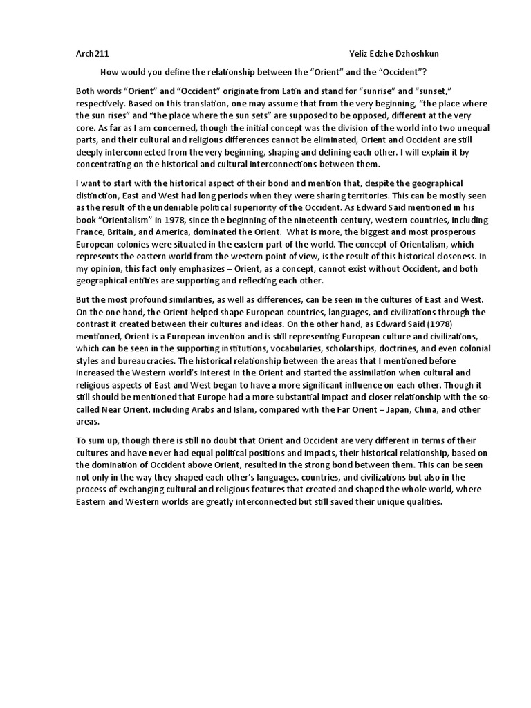 Orient and Occident | PDF | Western World | Cultural Geography