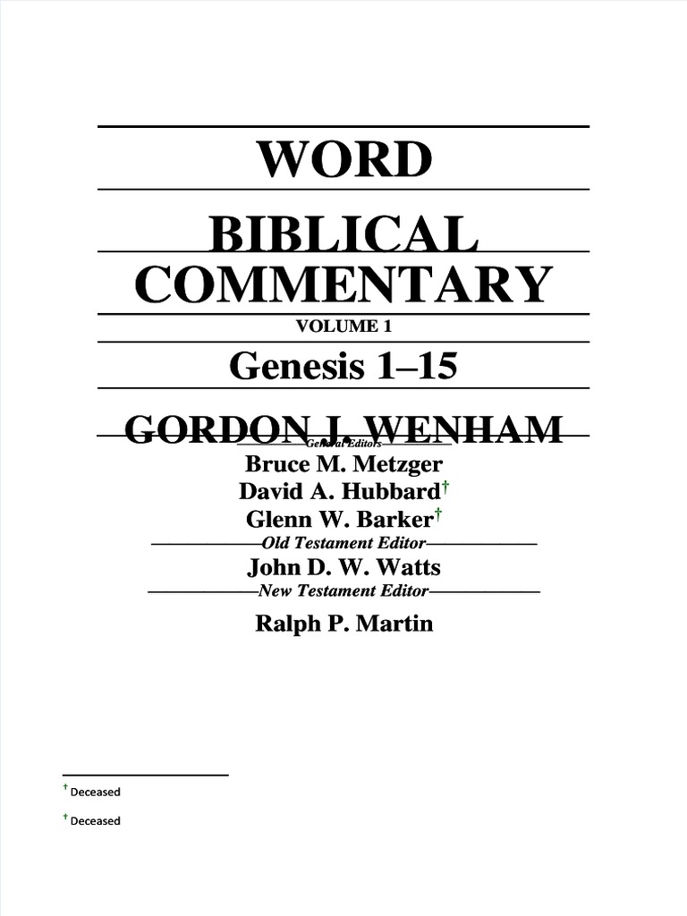 Vol. 1 - WBC Genesis, Cap1-15 - Word Biblical Commentary | PDF ...