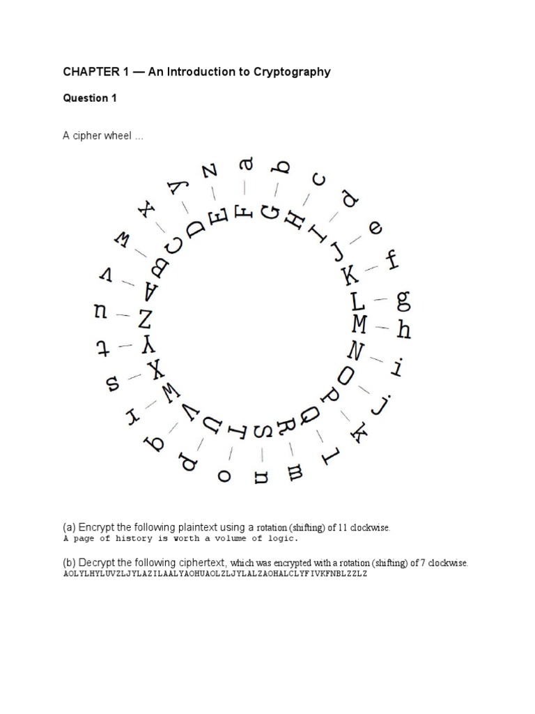 CHAPTER 1 - An Introduction To Cryptography: A Cipher Wheel .. | PDF | Teaching Methods & Materials