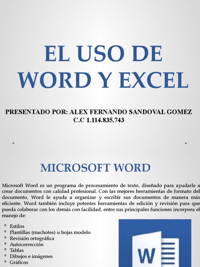 El Uso de Word y Excel | PDF | Microsoft Excel | Hoja de cálculo