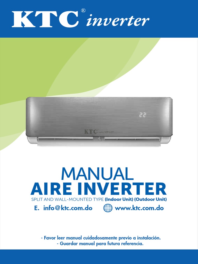 Manual Aire Acondicionado KTC Inverter | PDF | Aire acondicionado | Residuos