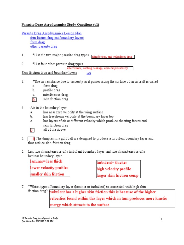 Parasite Drag Aerodynamics Lesson Plan Skin Friction Drag and Boundary ...