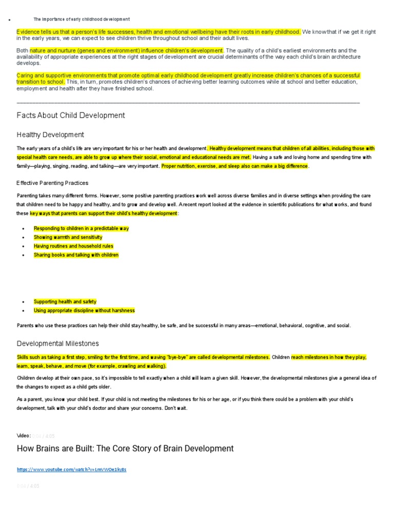 Early Childhood Development Insights | PDF | Child Development ...